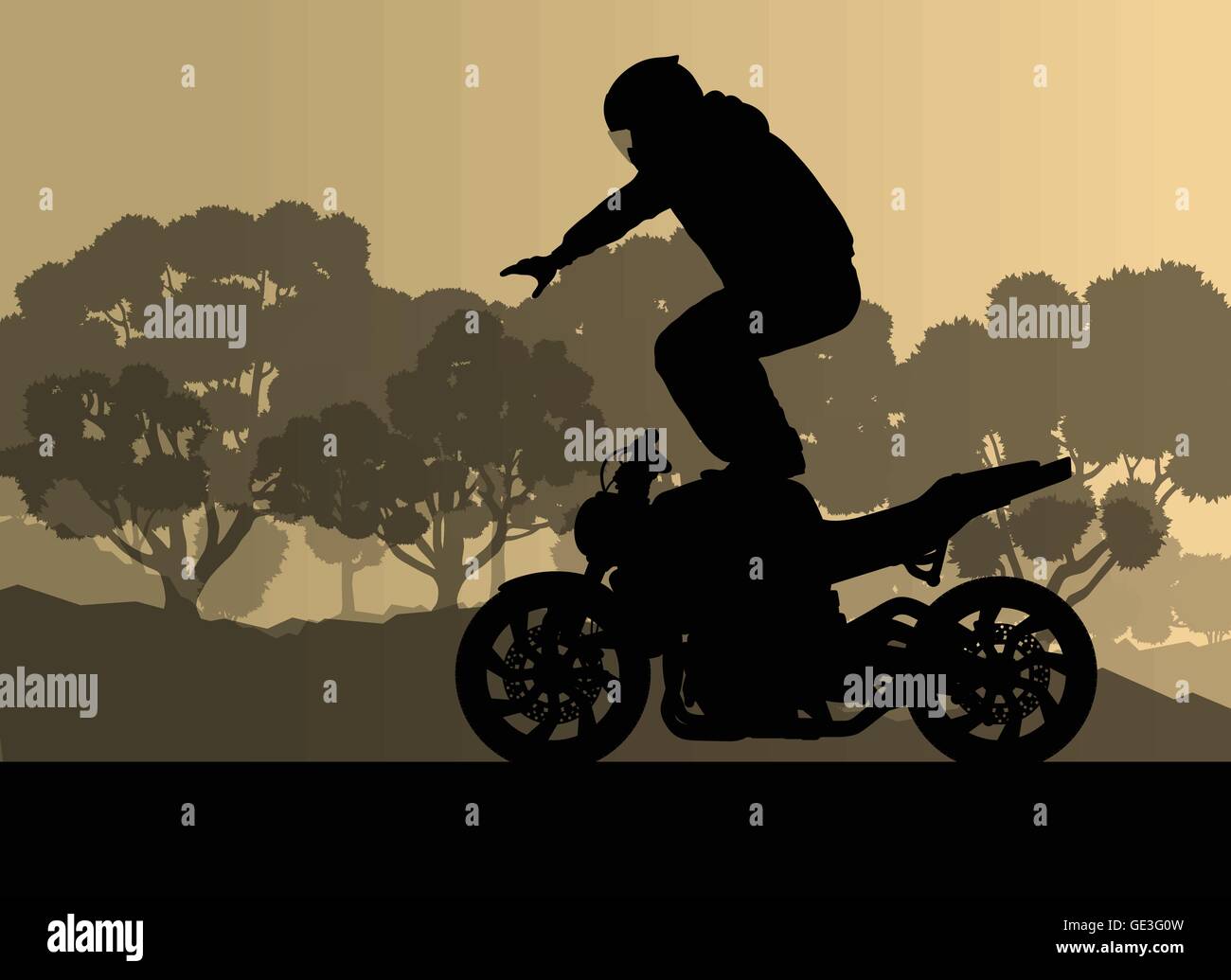 Motorcycle performance extreme stunt driver man vector background ...