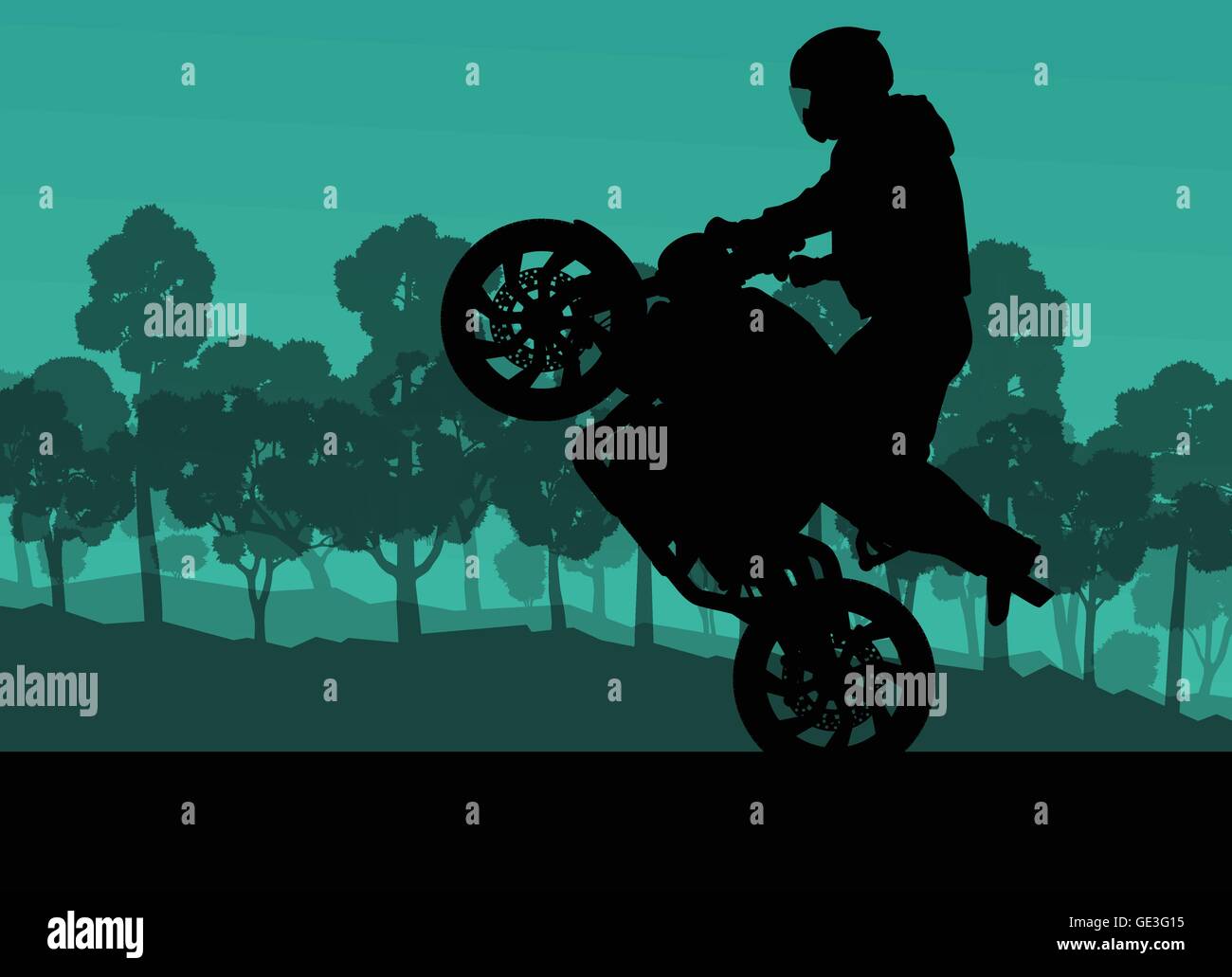 Motorcycle performance extreme stunt driver man vector background ...
