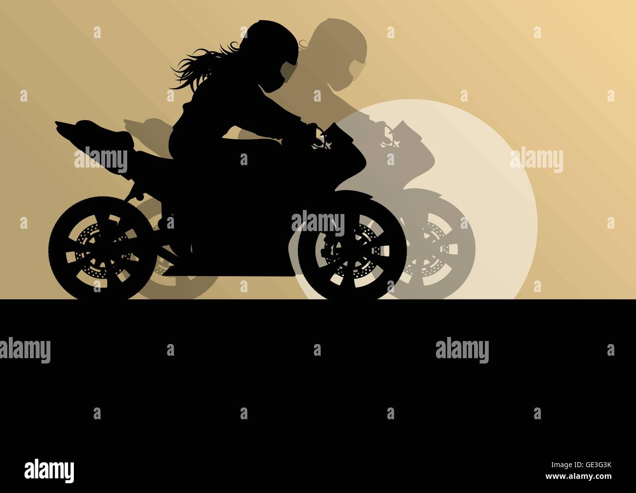 Motorcycle performance extreme stunt driver woman vector background ...