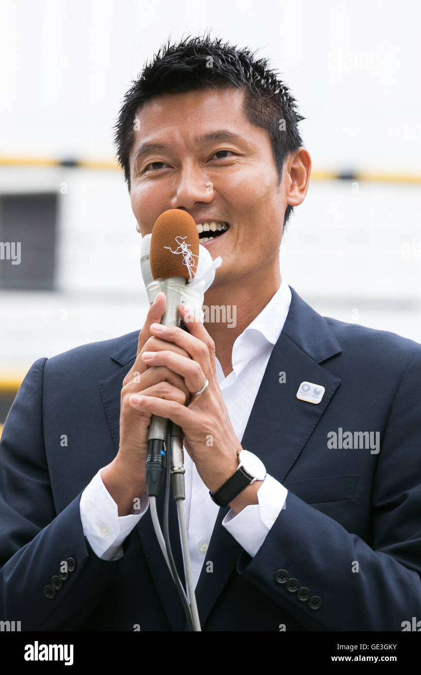 Former beach volleyball player Kentaro Asahi who belongs to the Liberal ...