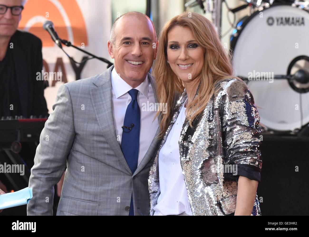 New York, NY, USA. 22nd July, 2016. Matt Lauer, Celine Dion on stage ...