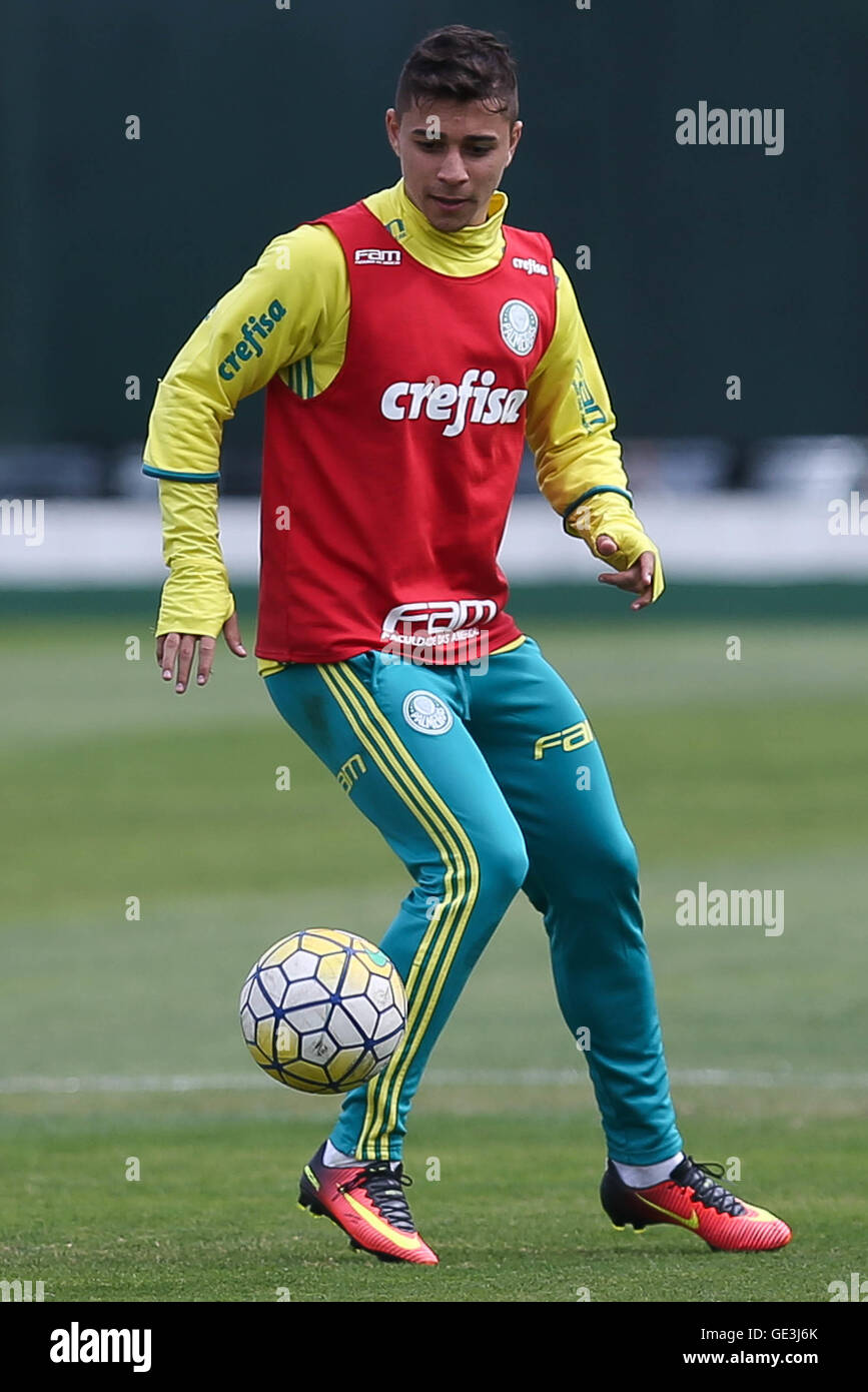 The player Jo?o Pedro, from SE Palmeiras, during training, the Football ...