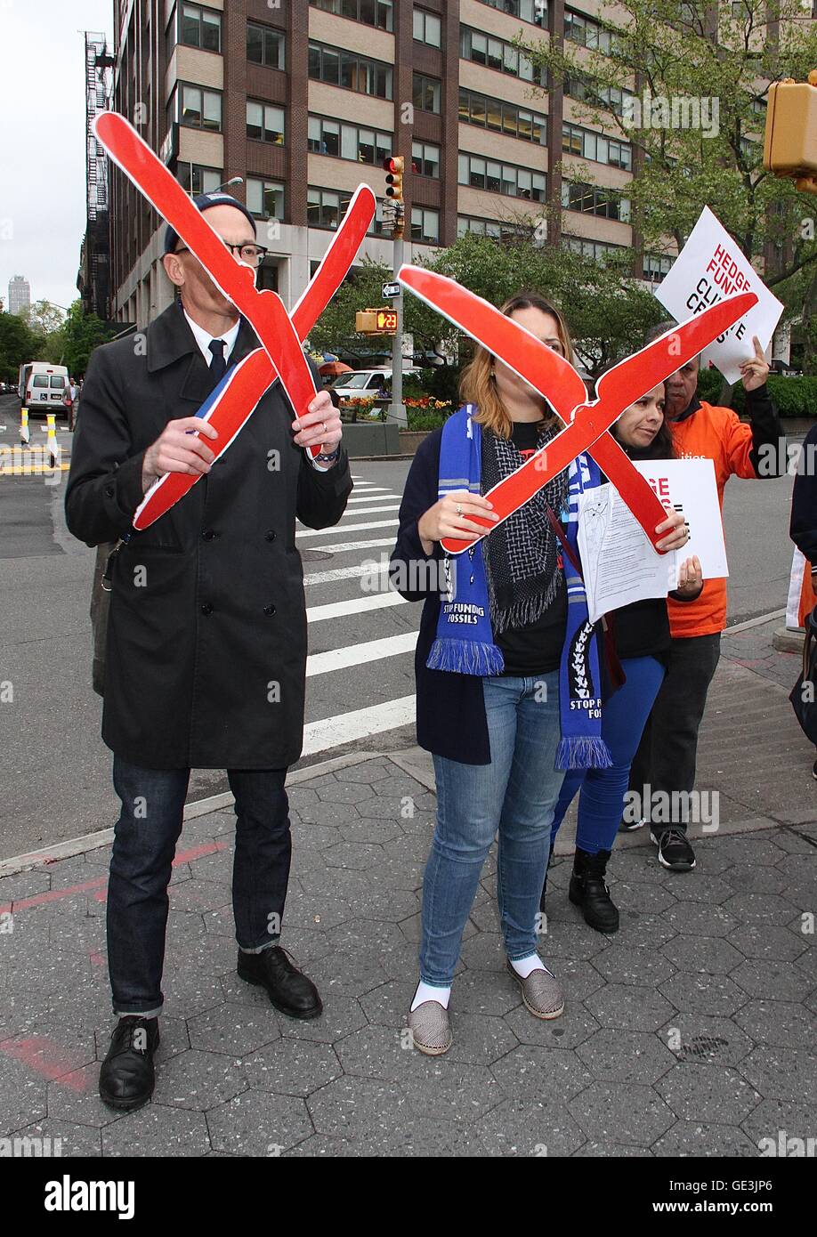 NEW YORK, NY - MAY 4: Environmental group Hedge Clippers hold protest ...