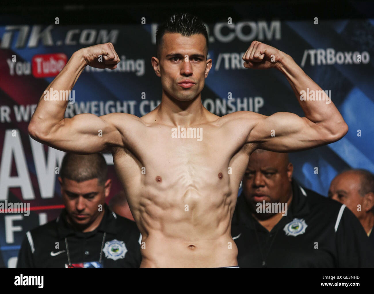 Las Vegas, Nevada, USA. 22nd July, 2016. Francisco Santana steps on the ...