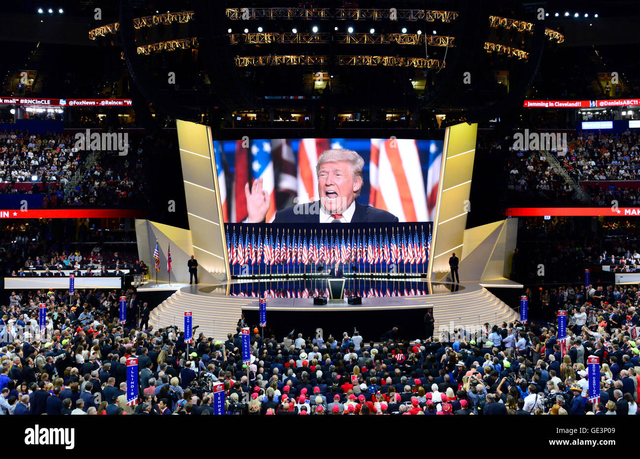 Cleveland, USA. 21st July, 2016. Donald J. Trump delivers his ...