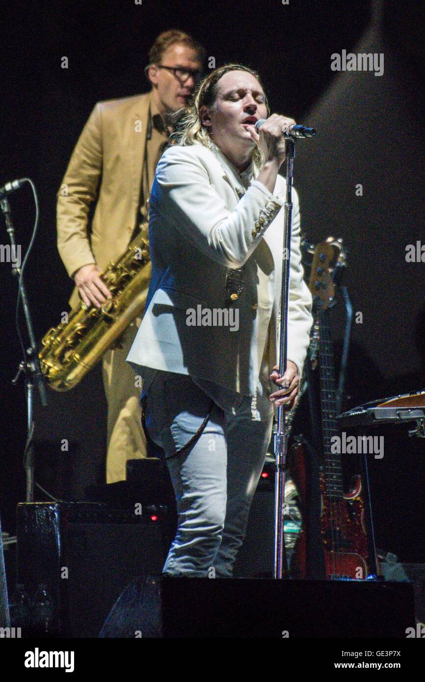 New York, NY, USA. 22nd July, 2016. Win Butler, Arcade Fire on stage ...