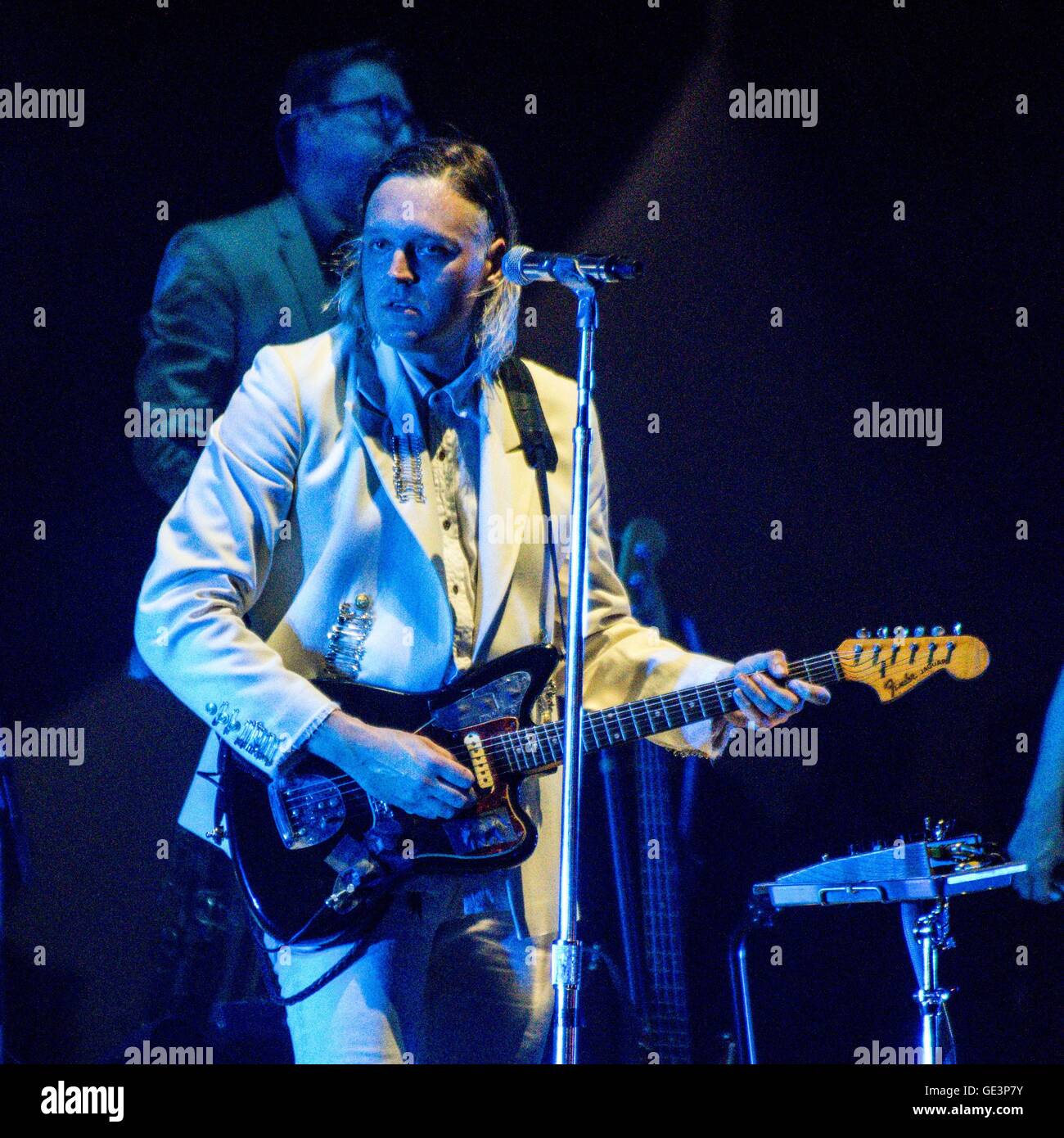 New York, NY, USA. 22nd July, 2016. Win Butler, Arcade Fire on stage ...