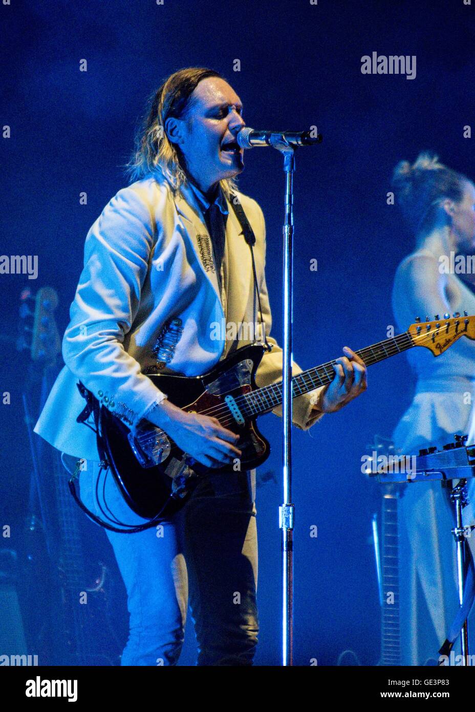 New York, NY, USA. 22nd July, 2016. Win Butler, Arcade Fire on stage ...