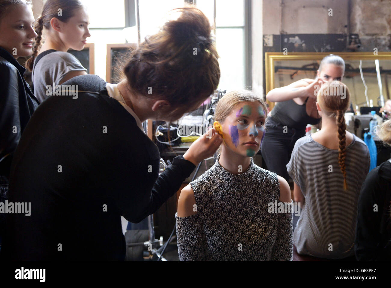 Helsinki, Finland. 22nd July, 2016. Models prepare for a show during ...