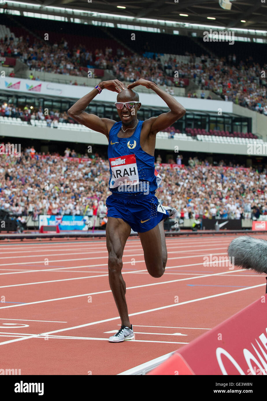 London, UK. 23rd July, 2016. Mo Farah winning the 5000m men race during ...