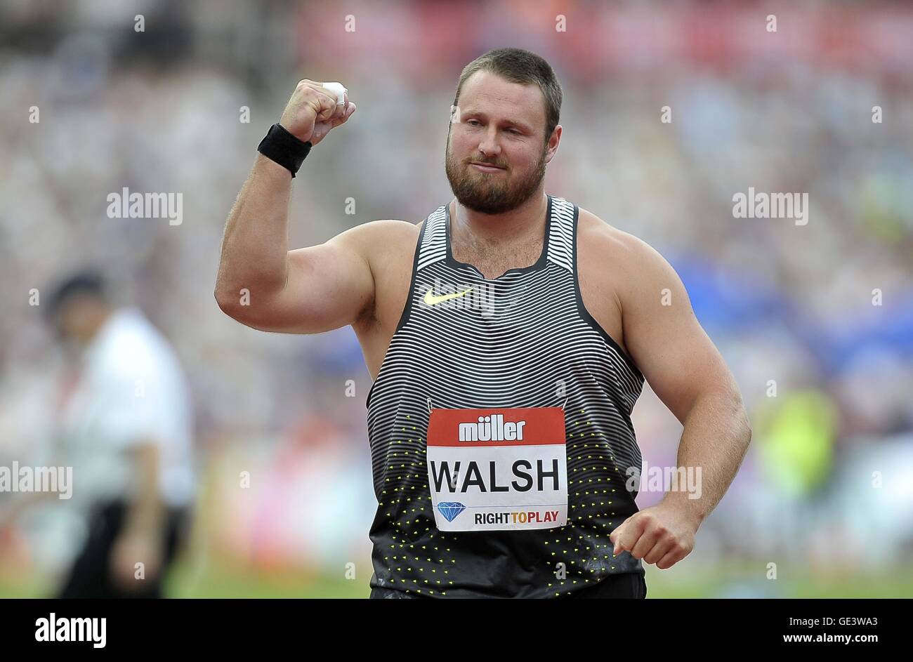 London, UK. 23rd July, 2016. Tom Walsh (NZL) in the mens shot put ...