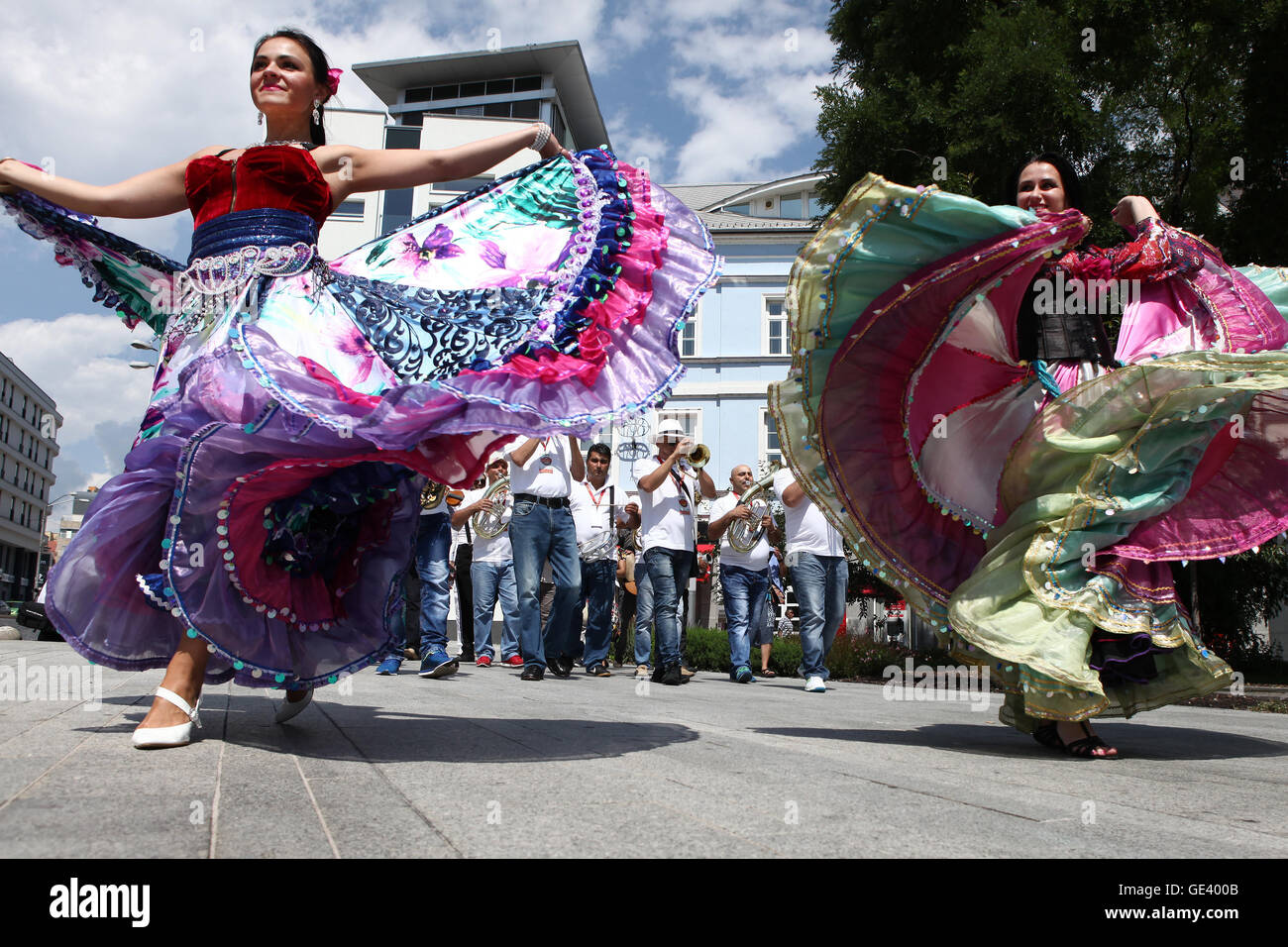 Bratislava, Slovakia. 23rd July, 2016. Gypsy artists in traditional ...