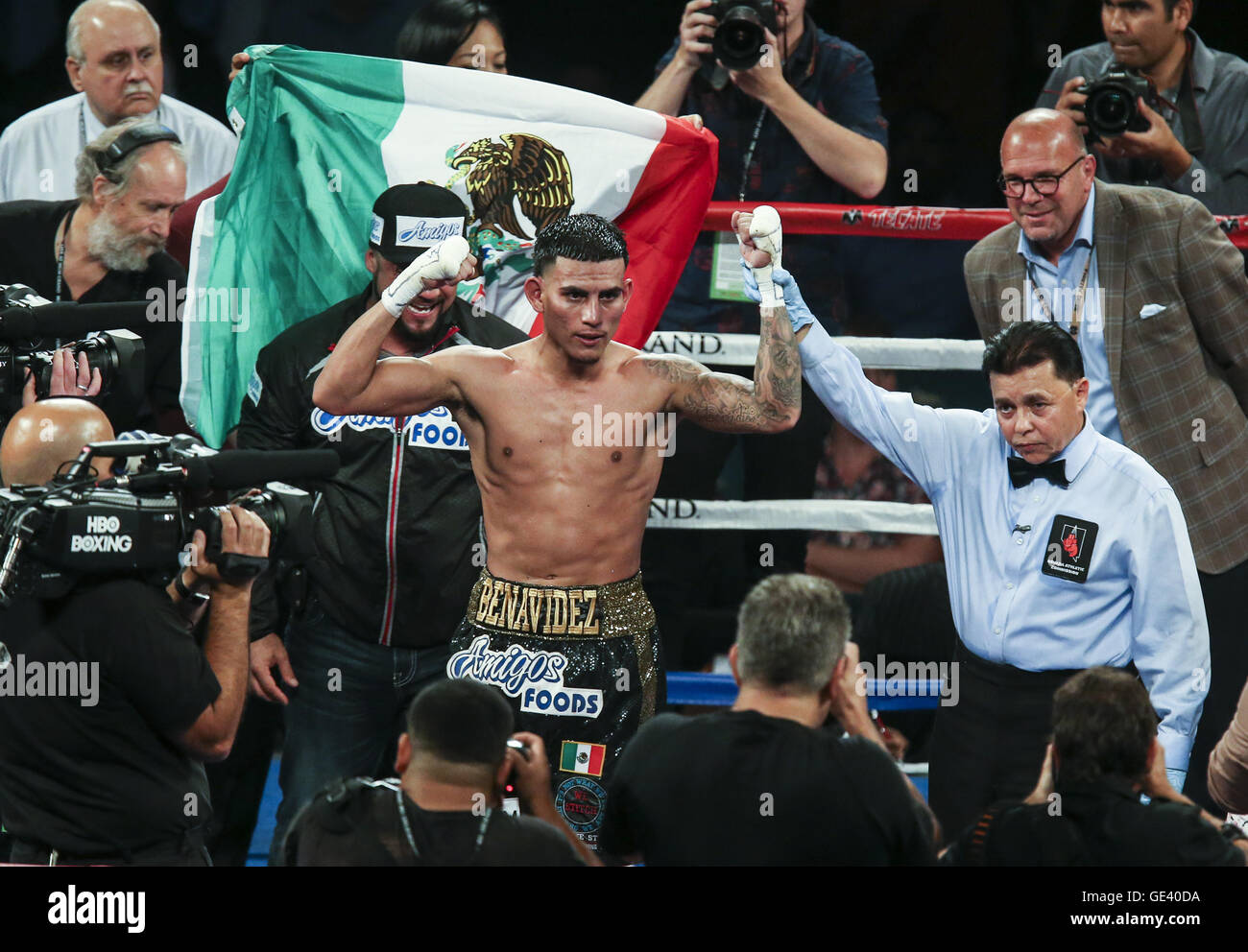 Las Vegas, Nevada, USA. 23rd July, 2016. Jose Benavidez, Jr. celebrates ...