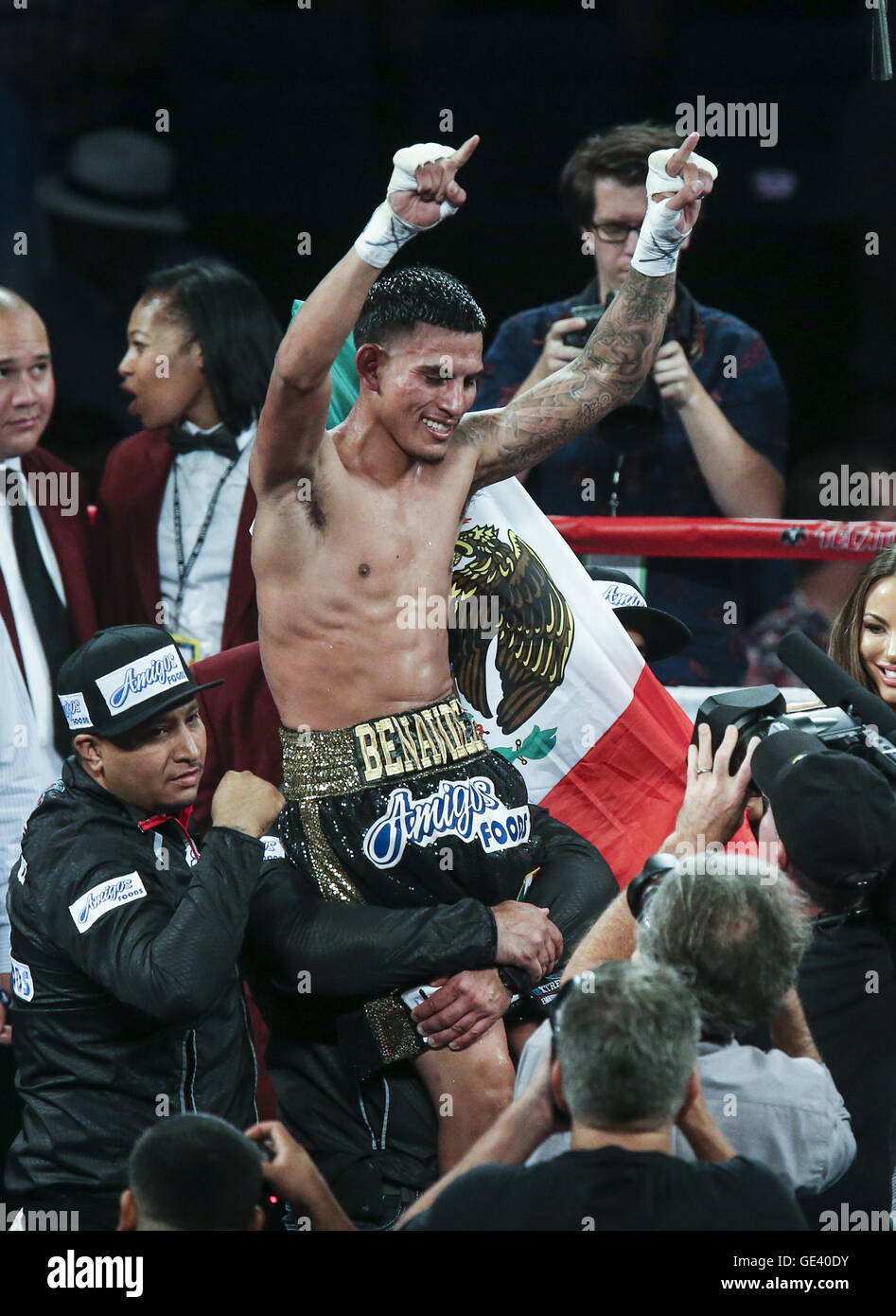 Las Vegas, Nevada, USA. 23rd July, 2016. Jose Benavidez, Jr. celebrates ...