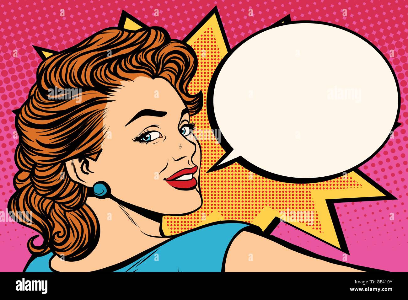 Happy pop art retro woman close-up face Stock Vector Image & Art - Alamy