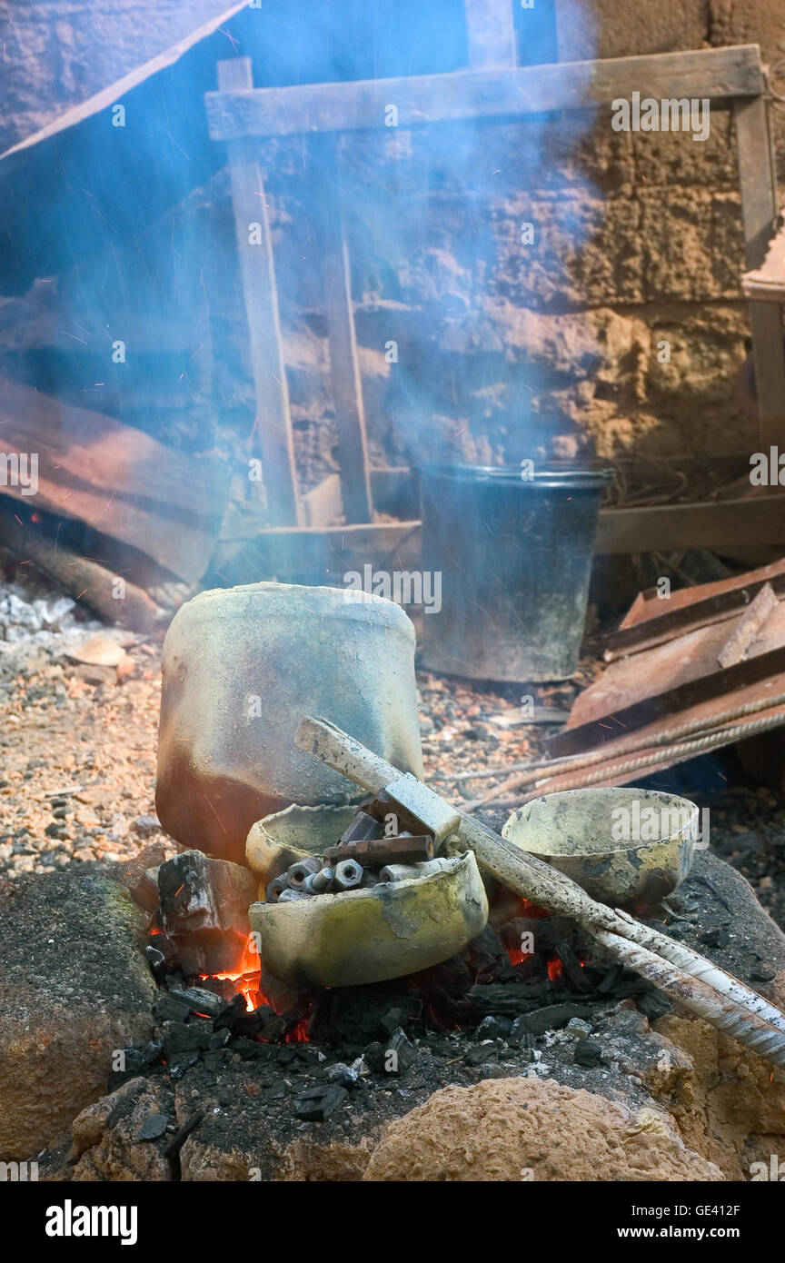 To dissolve bronze one needs a very high temperature, fire is then ...