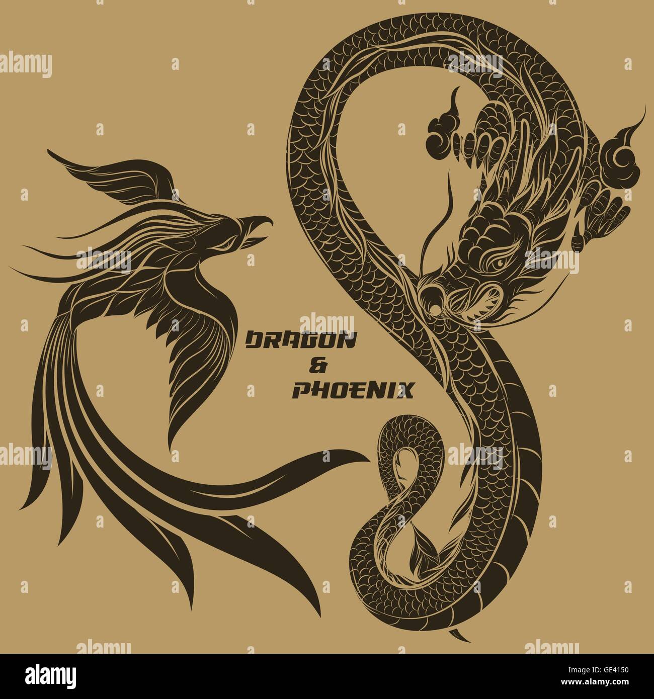 dragon and phoenix Stock Vector Image & Art - Alamy