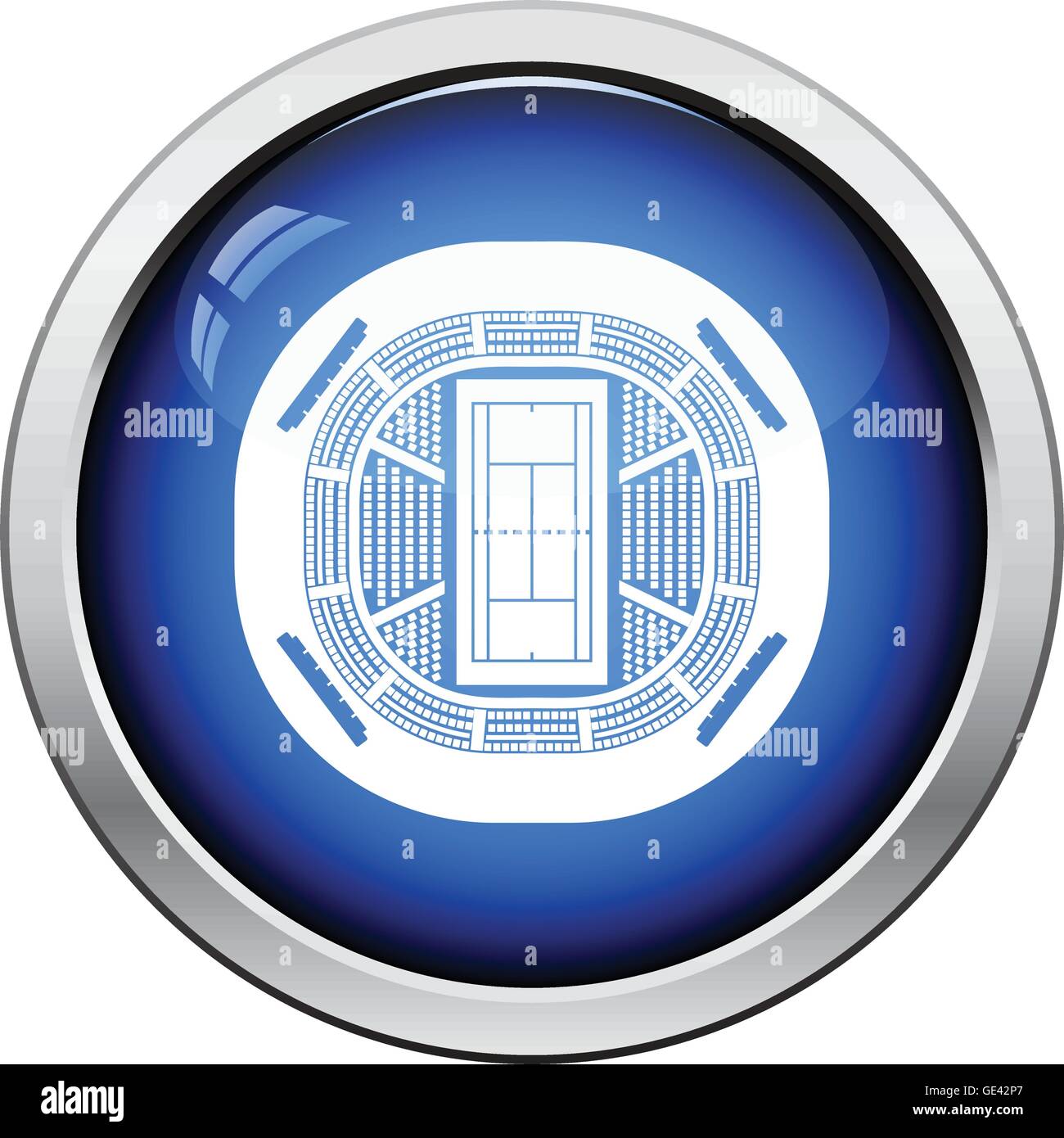 Tennis stadium aerial view icon. Glossy button design. Vector ...