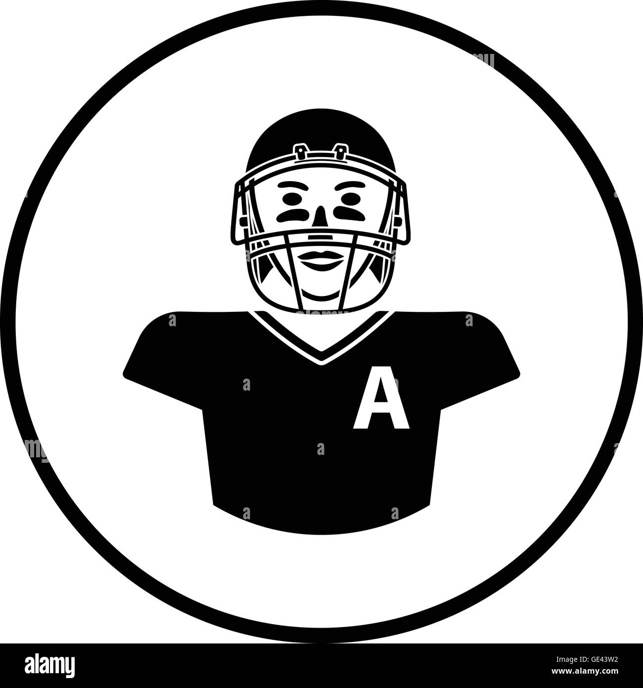 American football player icon. Thin circle design. Vector illustration ...