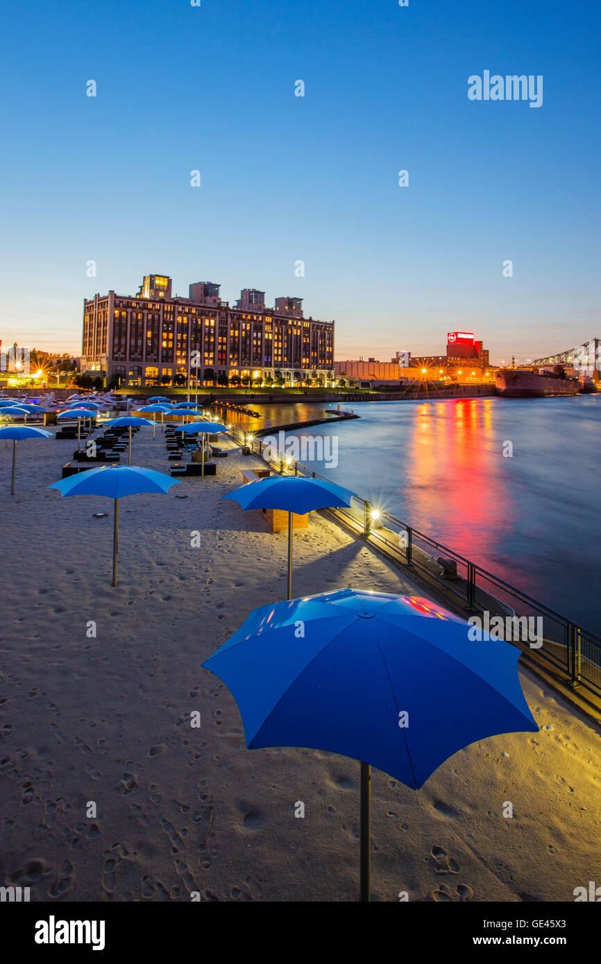 The Old Port of Montreal - Clock Tower Beach at dusk Stock Photo - Alamy