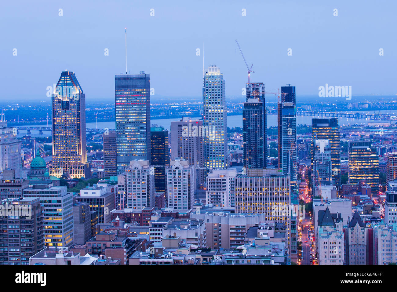 Downtown lights at dusk hi-res stock photography and images - Alamy