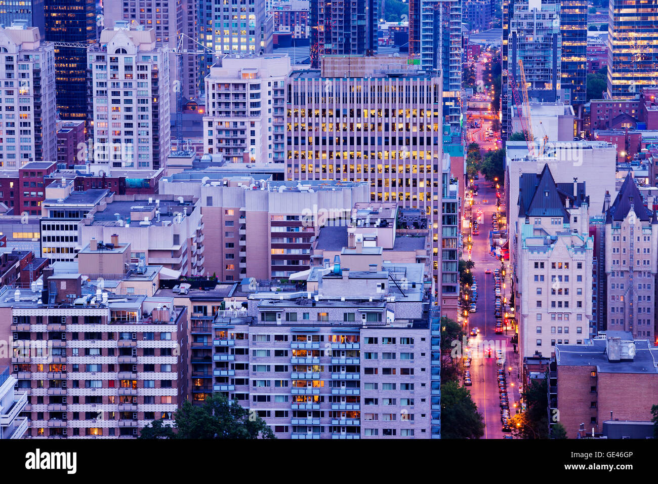 Downtown lights at dusk hi-res stock photography and images - Alamy