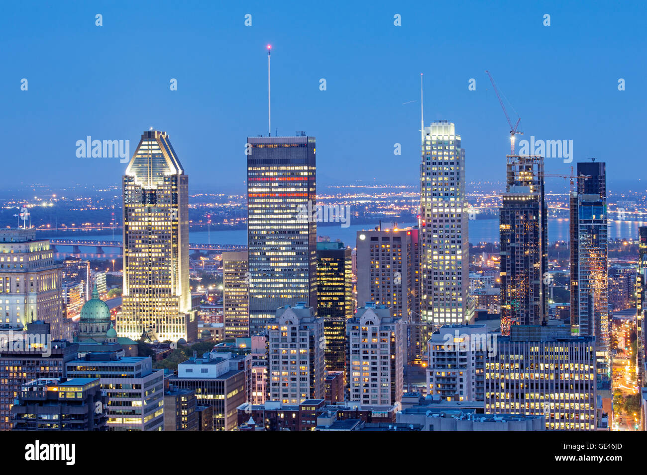 Downtown lights at dusk hi-res stock photography and images - Alamy