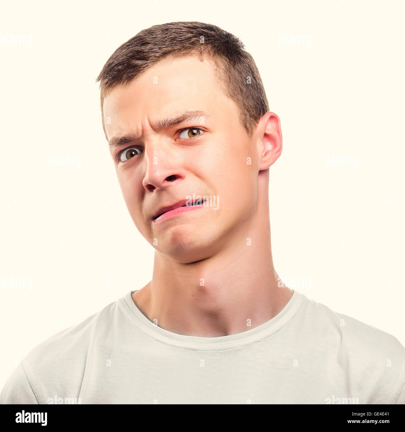 Portrait of a disgusted man. Toned photo Stock Photo - Alamy
