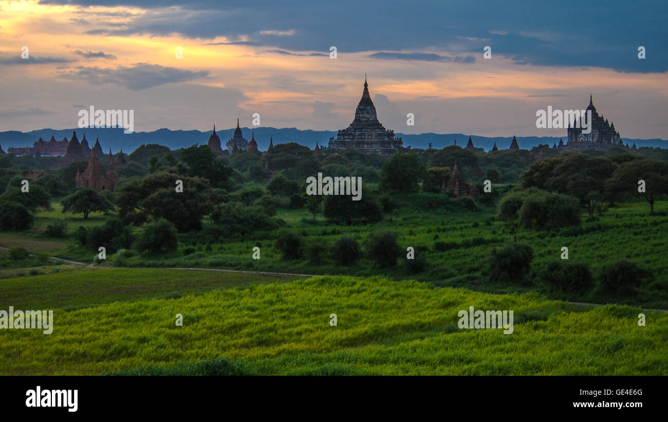 Bagan at sunset, Myanmar Stock Photo - Alamy