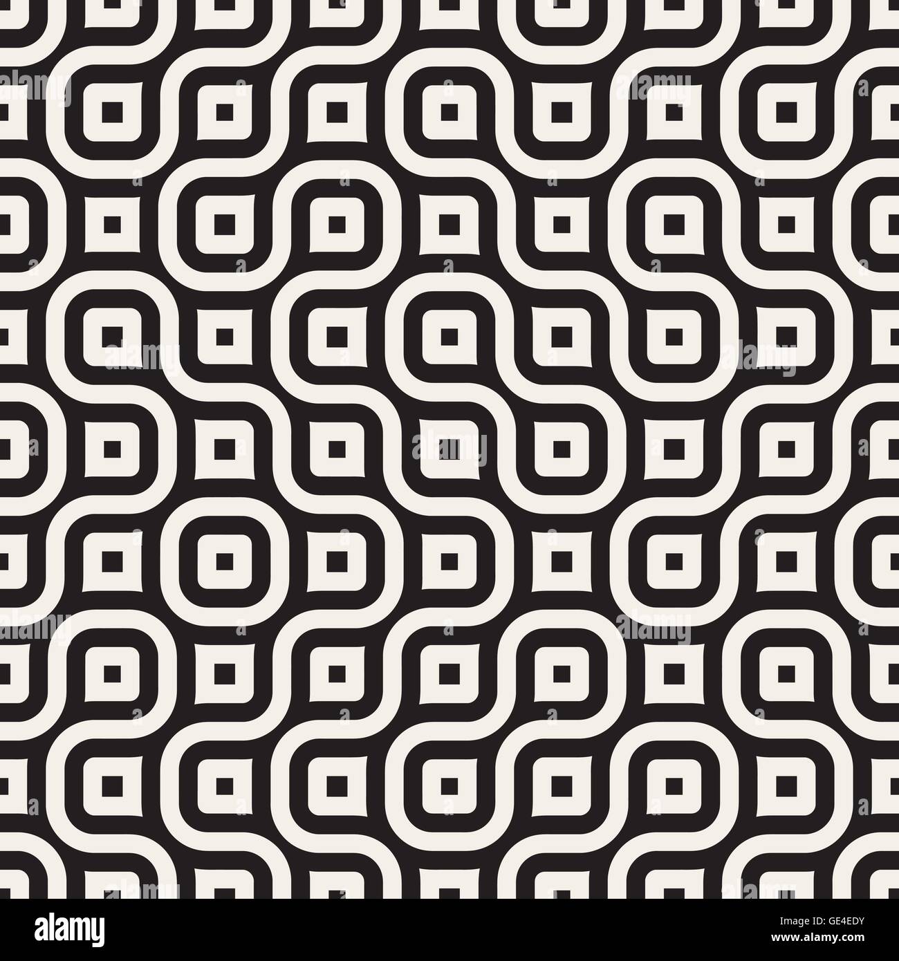 Vector Seamless Black And White Irregular Wavy Lines Geometric Pattern ...