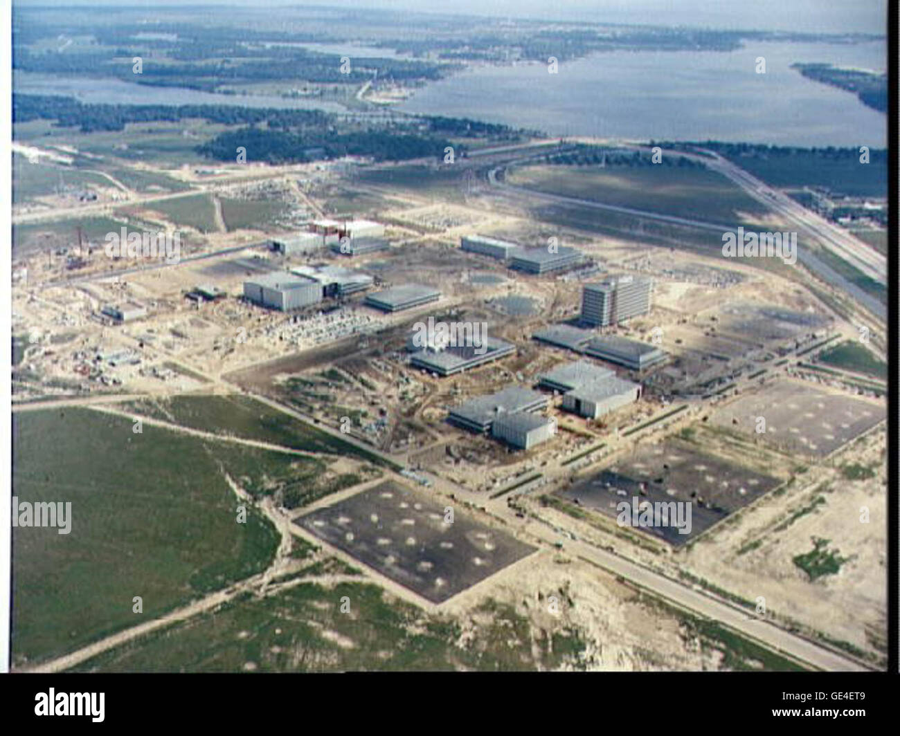 An aerial view shows ongoing construction at the Manned Spaceflight ...