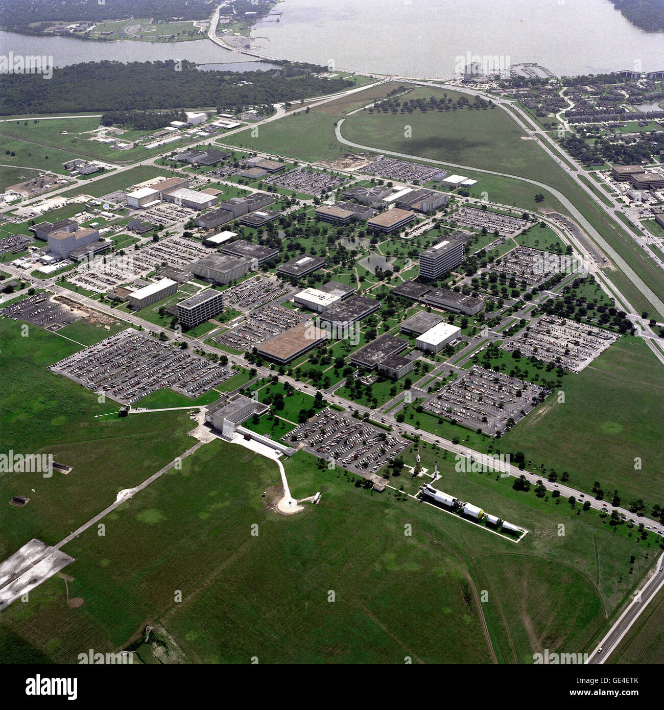 An aerial photograph of NASA's Johnson Space Center in Houston, Texas ...
