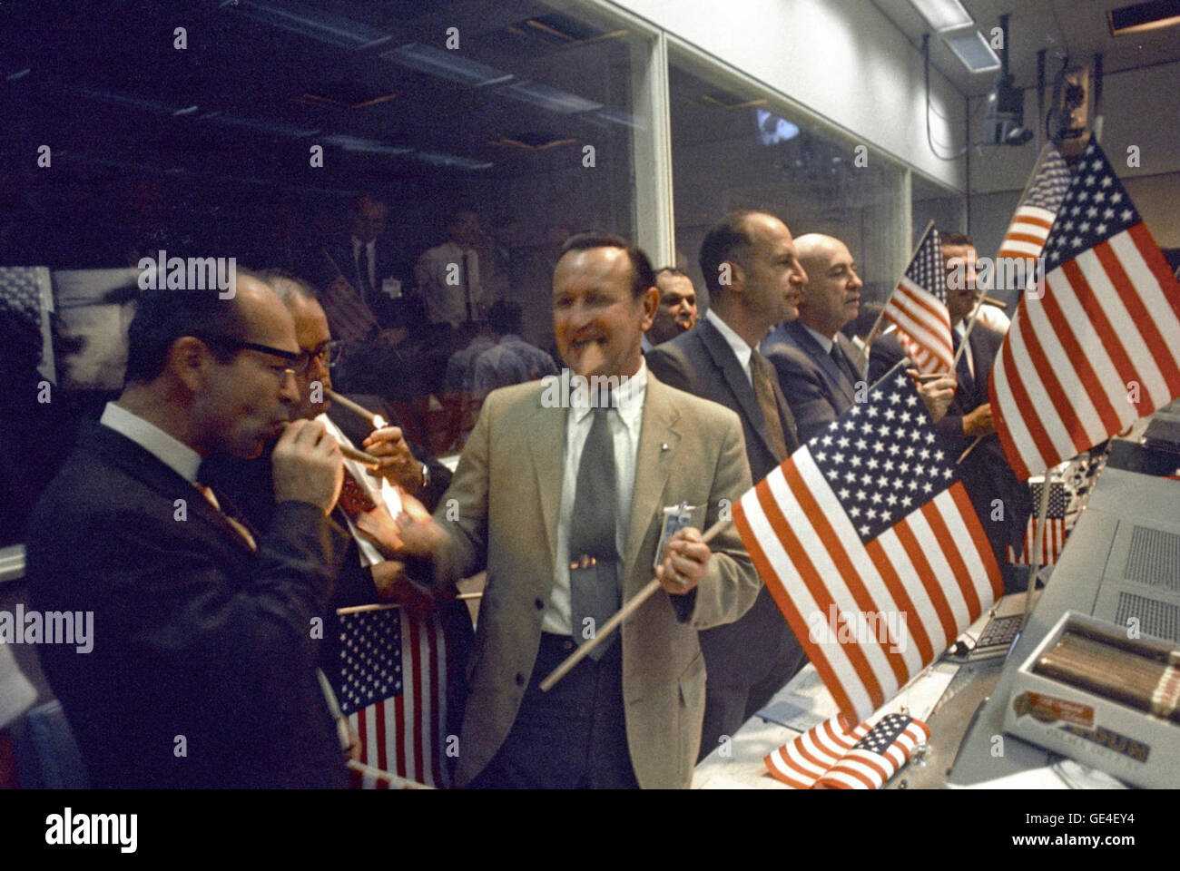 NASA’s Mission Control Center celebrates the success of the Apollo 11 ...