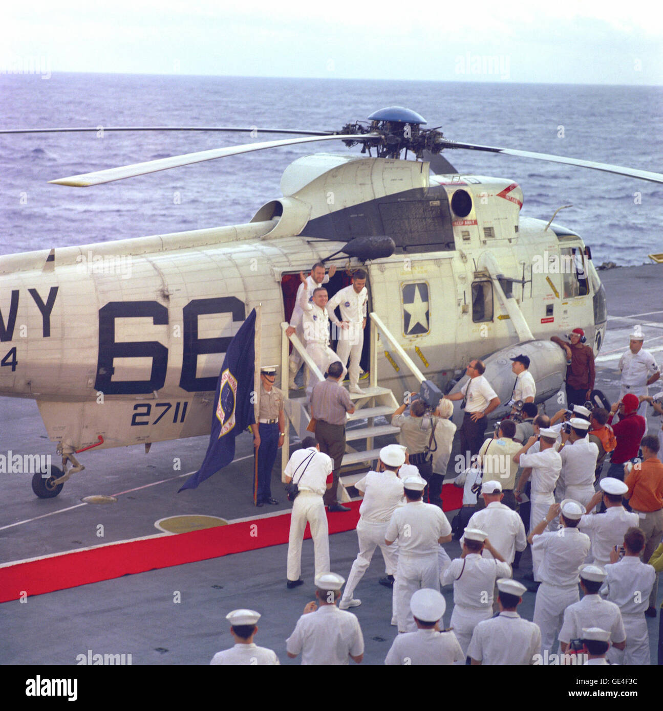 The Apollo 8 crew, the first humans to orbit the Moon, are recovered ...