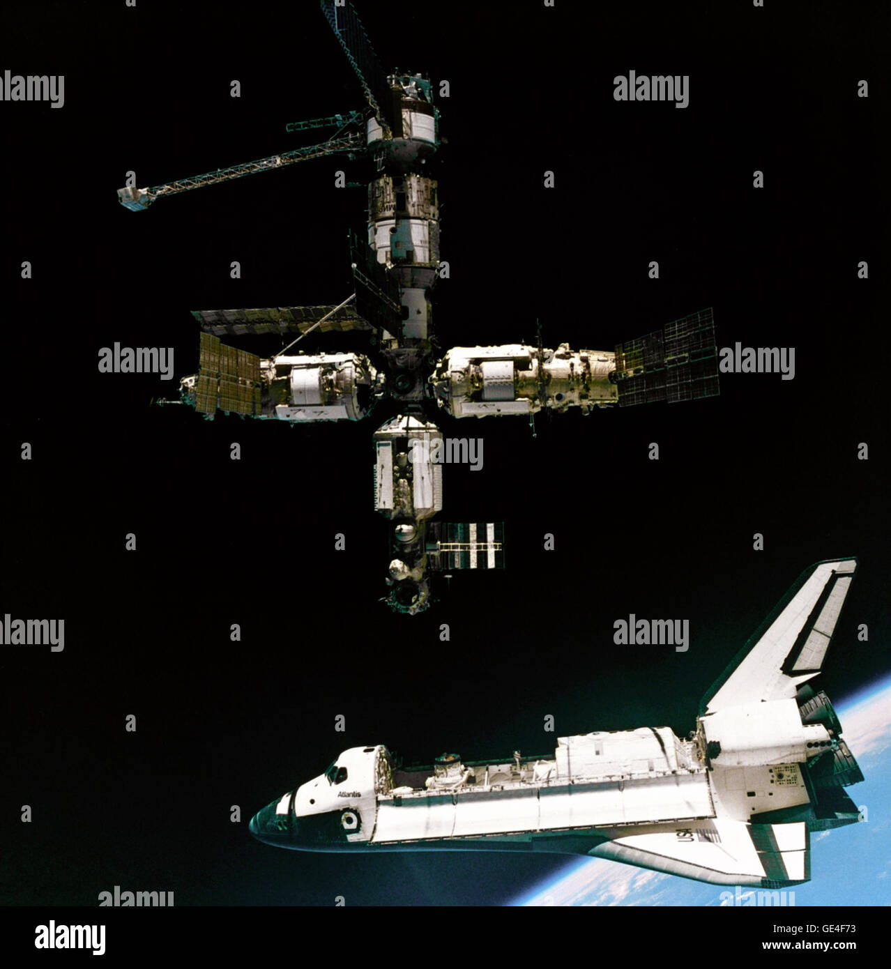 A view of the Space Shuttle Atlantis departing the Mir Russian Space ...
