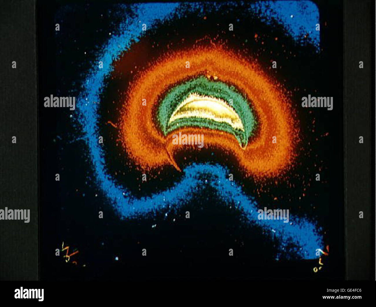 A color-enhanced image of Earth taken by a UV camera, showcasing the ...