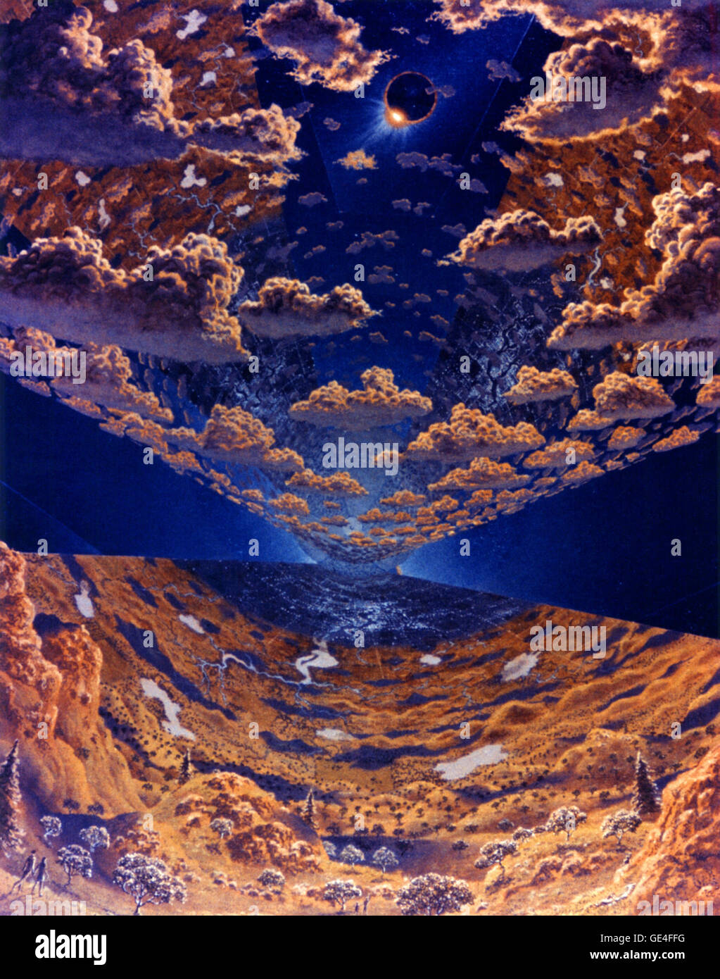 An artwork by Don Davis depicts a solar eclipse with views of clouds ...