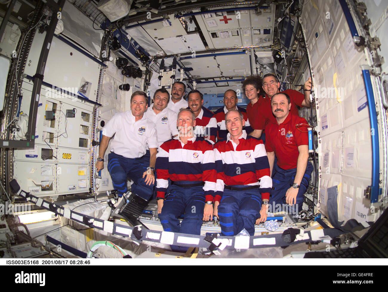 The Expedition 3 crew aboard the International Space Station (ISS ...
