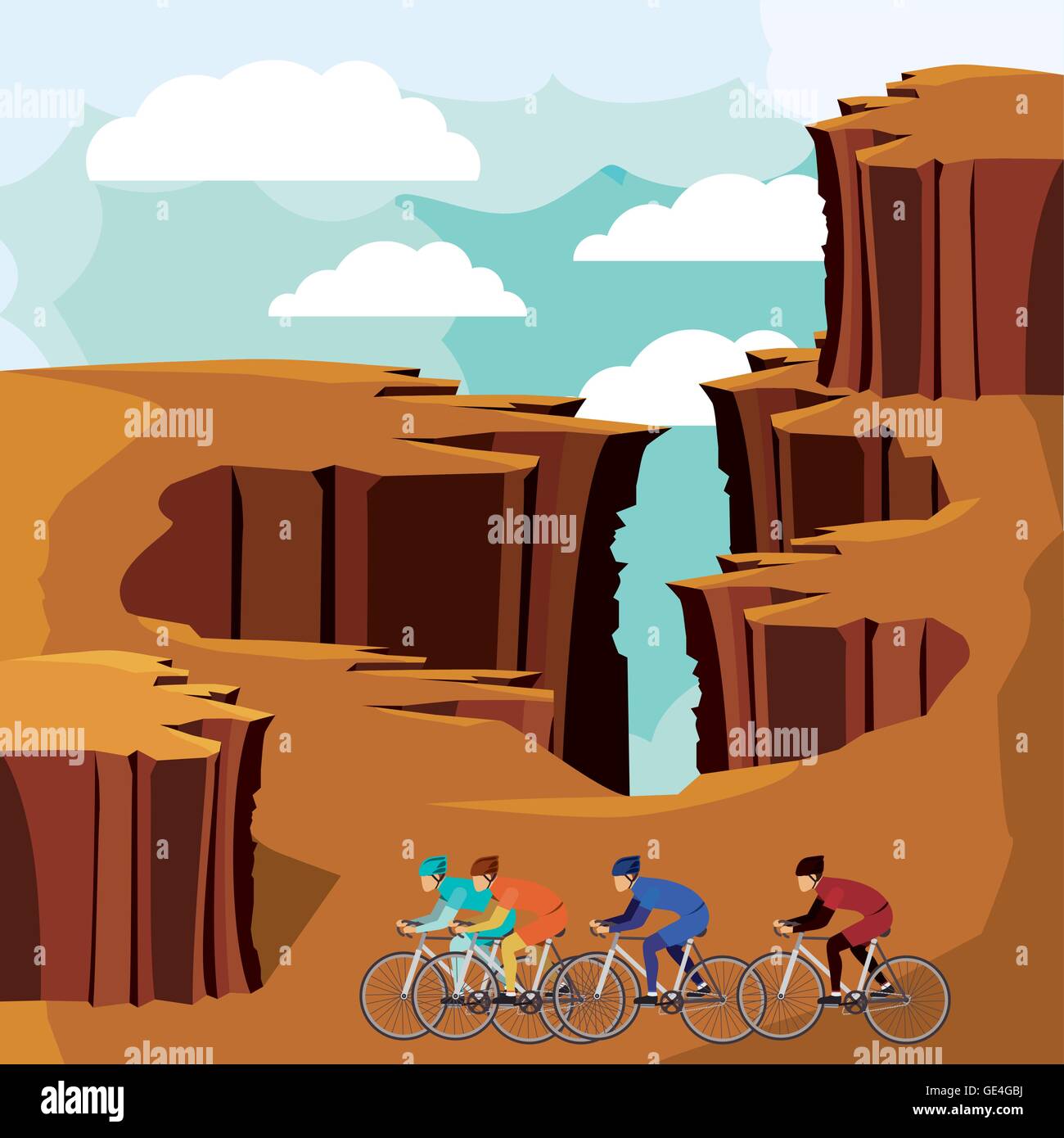cycling race with beautiful landscape background isolated icon d Stock ...