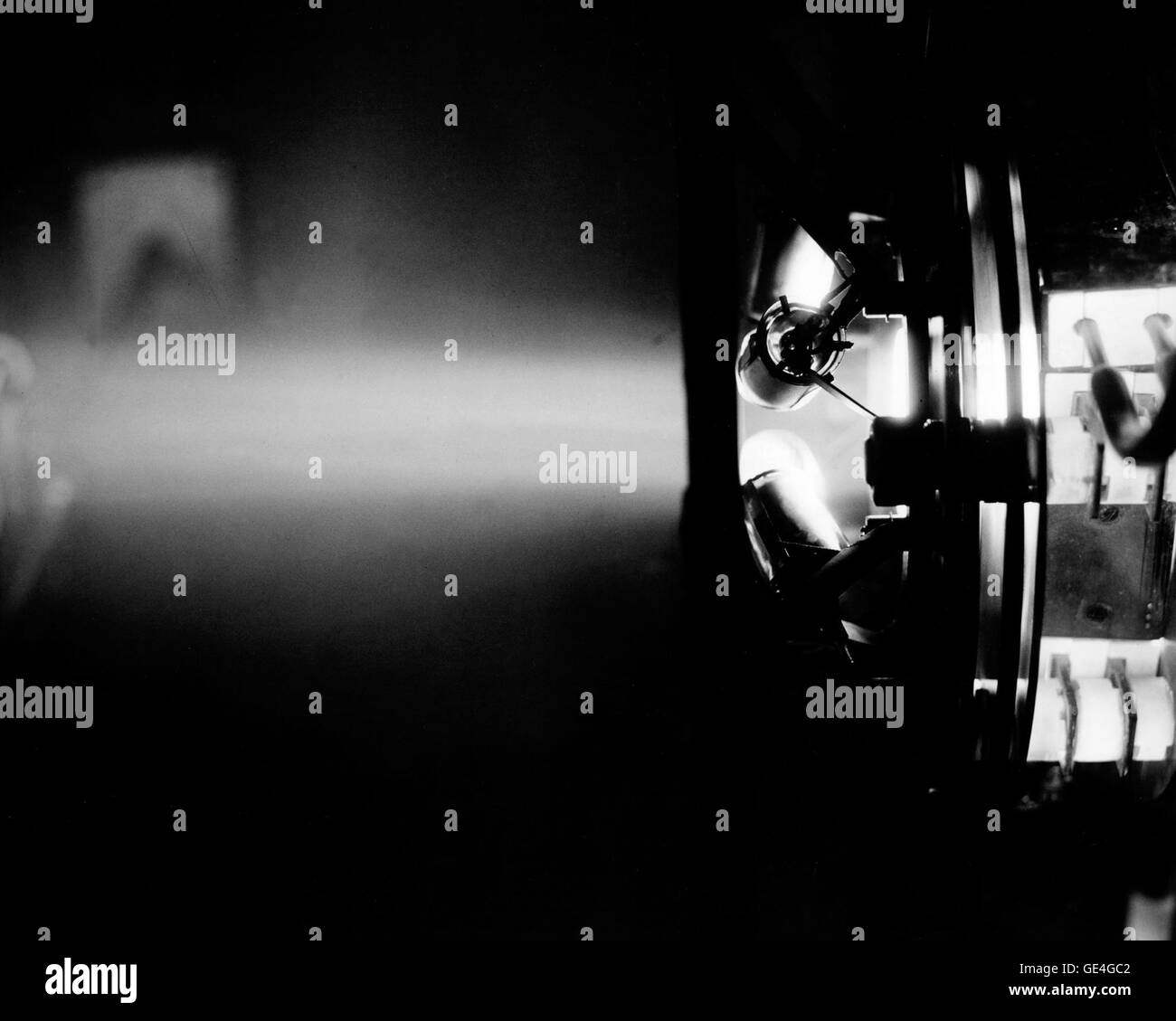 An ion rocket is tested in a vacuum facility, with the process ...