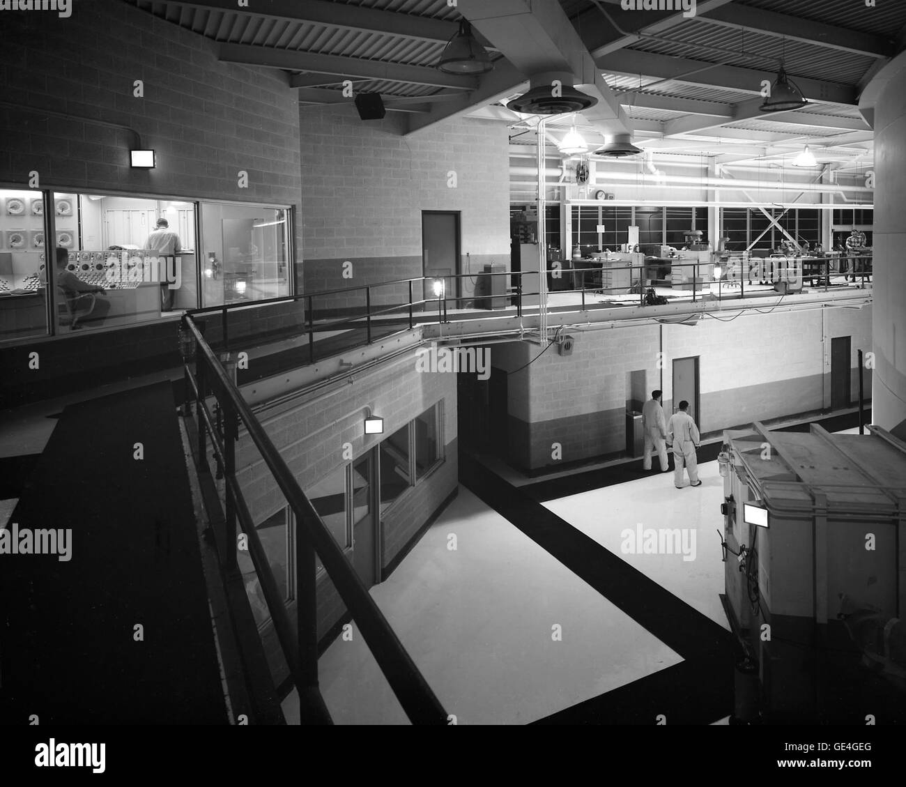 The image shows a reactor control room and experiment control room at ...