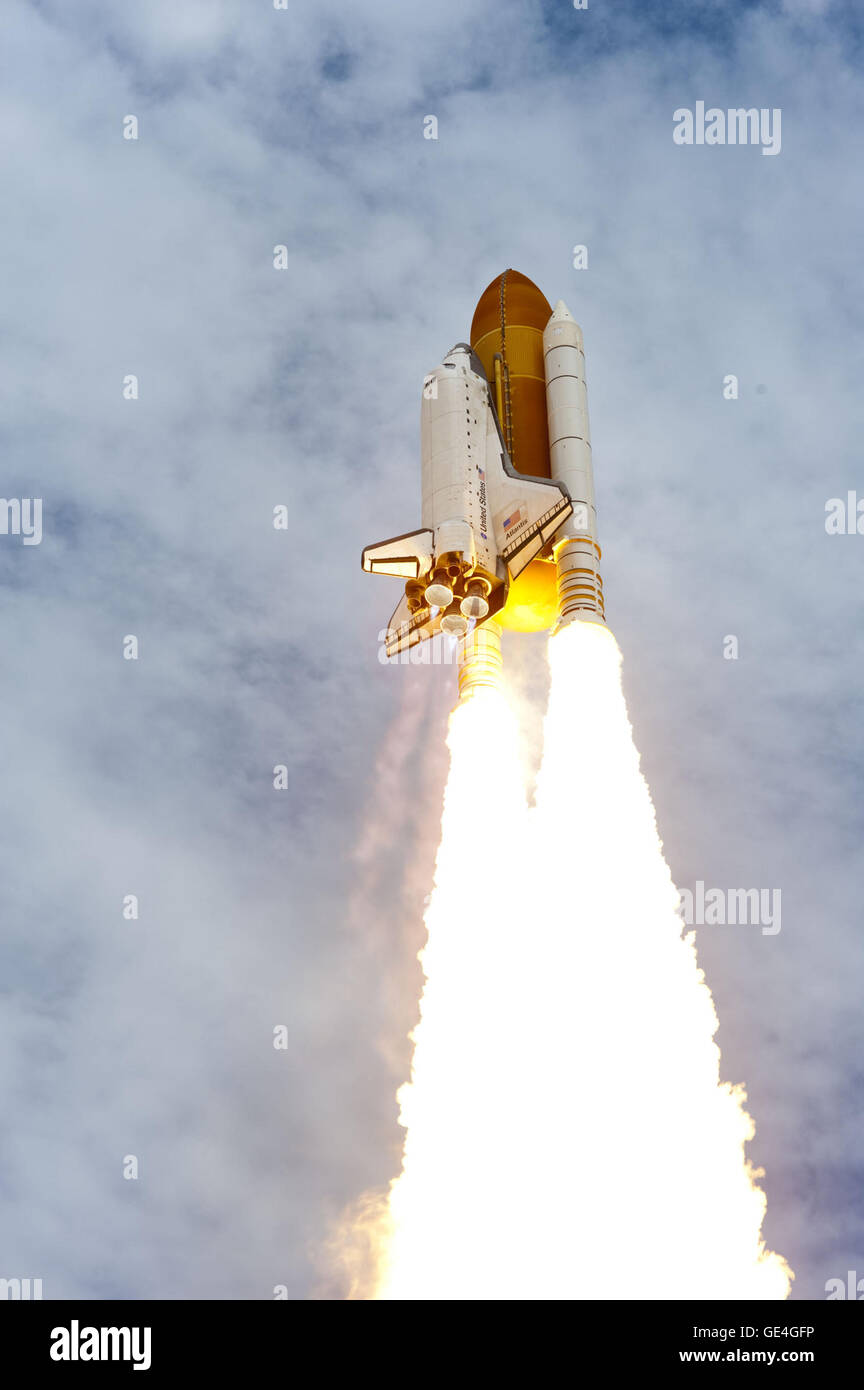 STS-135, the final Space Shuttle mission, launches from Kennedy Space Center, marking the end of ...