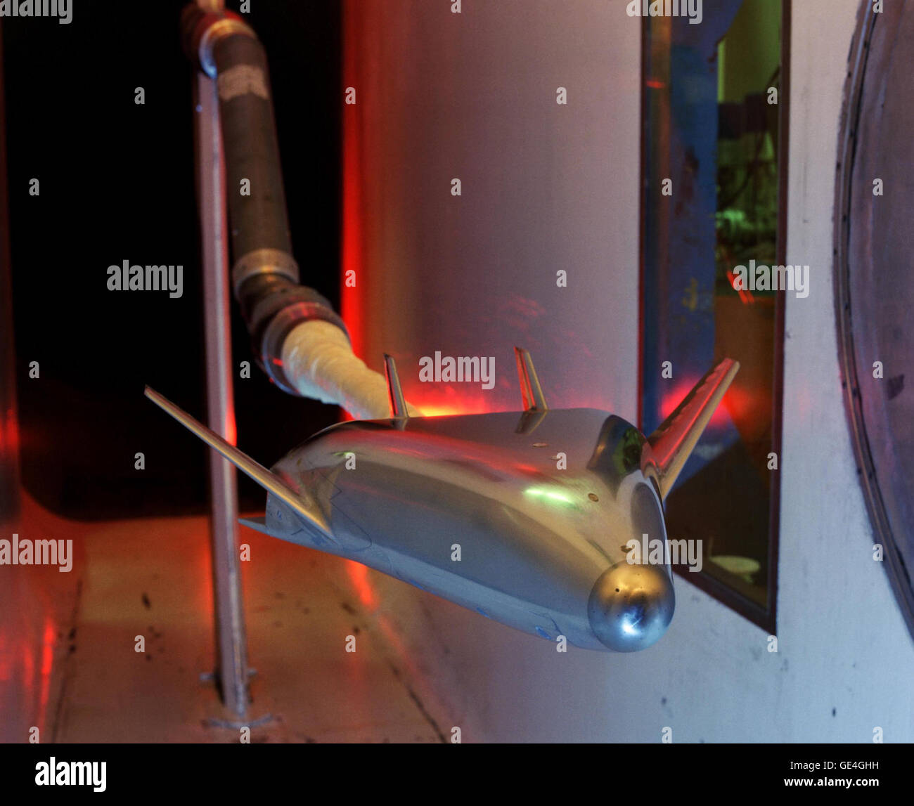 A model of the Lockheed Martin X-33 space plane prototype was tested in ...