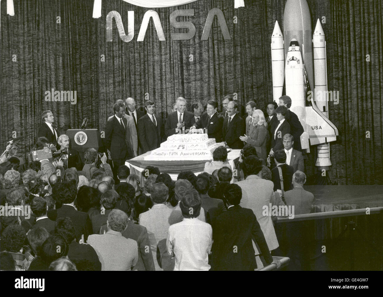 On October 19, 1983, President Ronald Reagan addressed NASA employees ...
