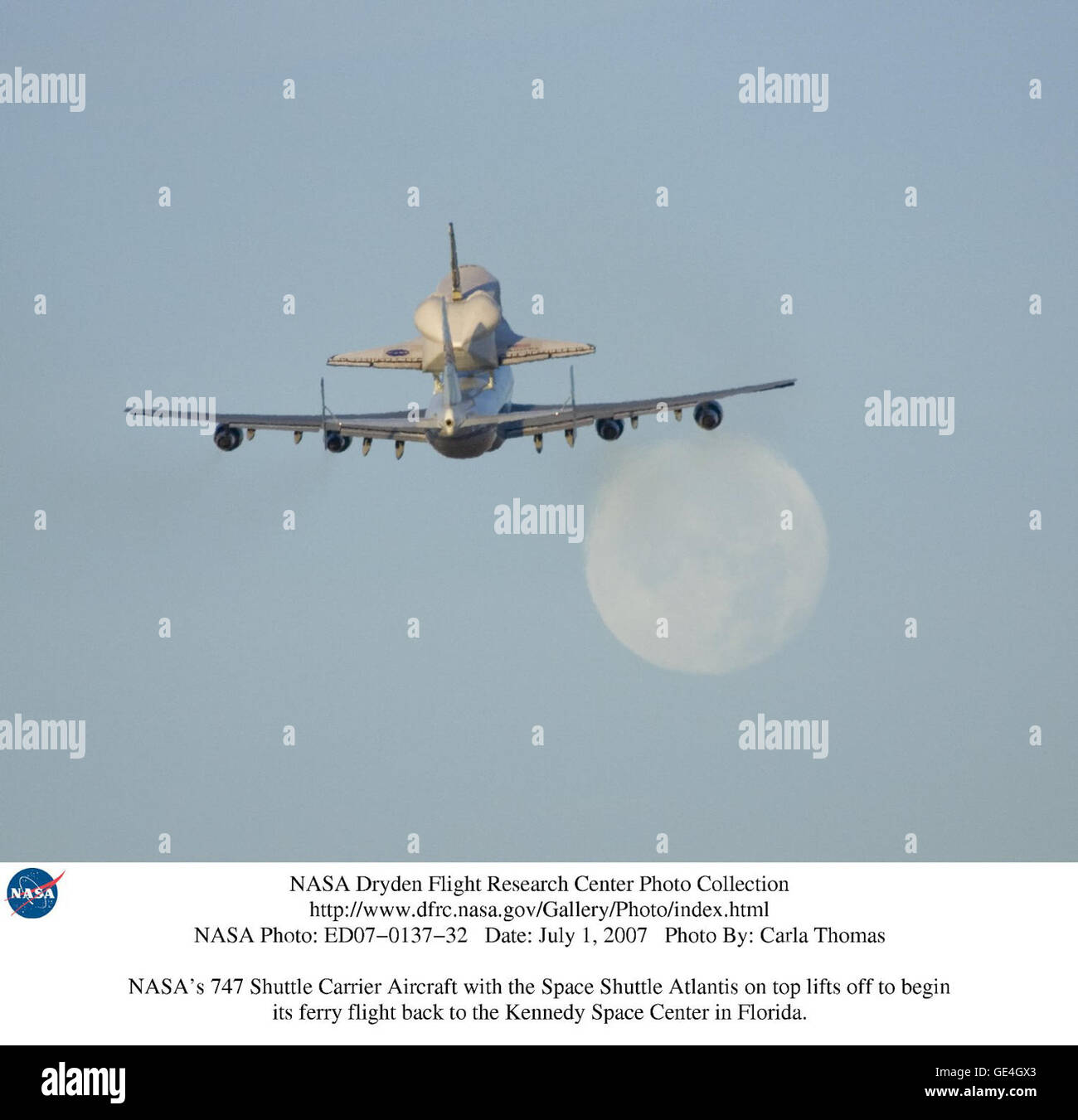 The NASA-modified Boeing 747 Shuttle Carrier Aircraft is shown ...