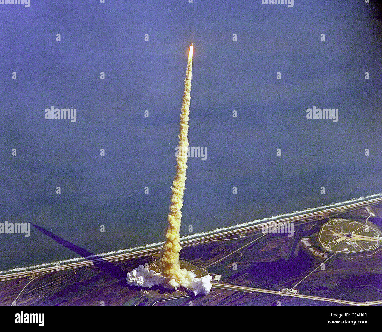 Space Shuttle Columbia launches from Pad 39B for the STS-52 mission. The mission included five ...