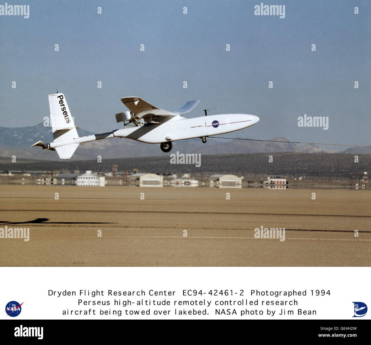 The Perseus A is a high-altitude, remotely piloted aircraft being towed ...
