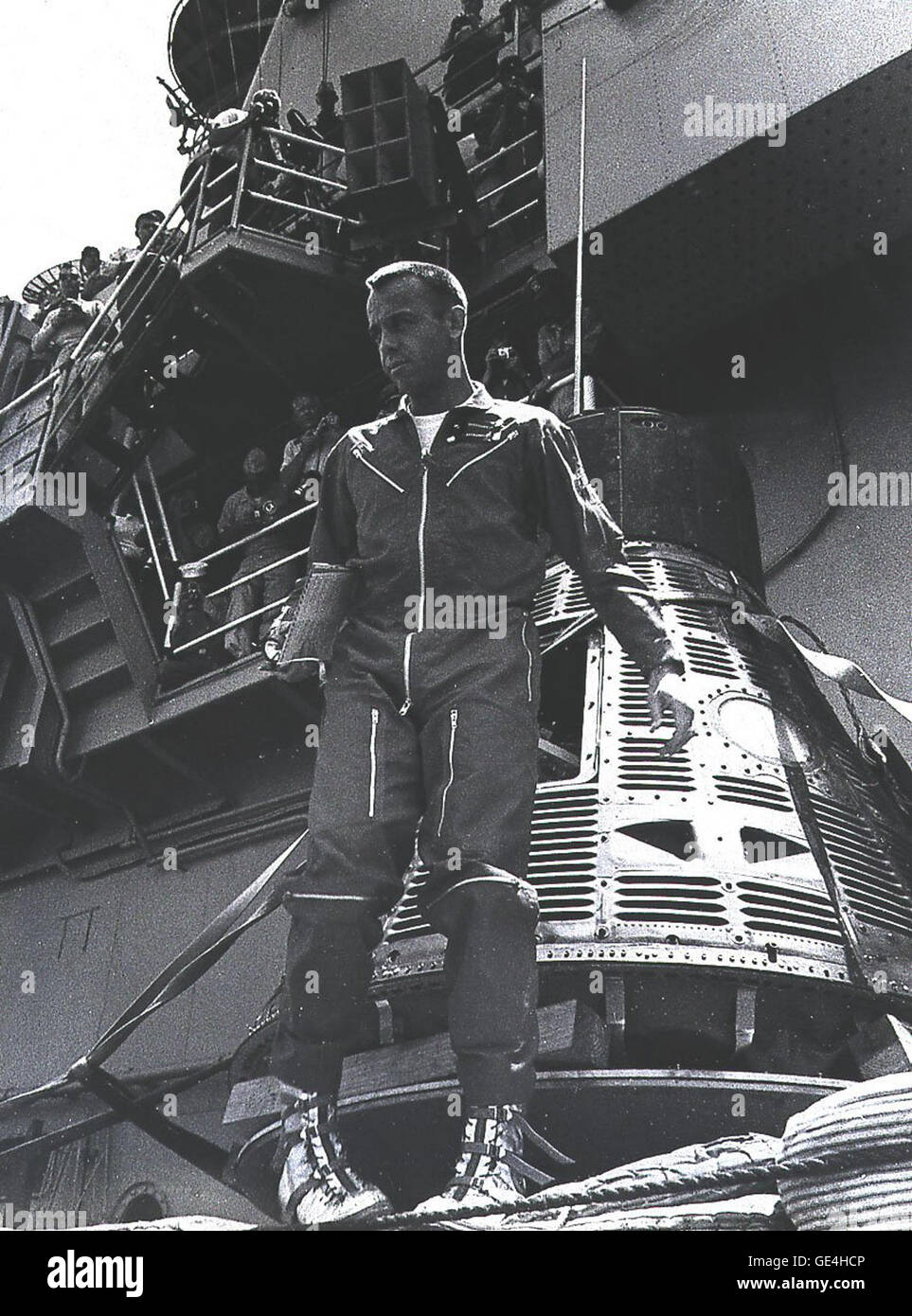 Alan Shepard with his Freedom 7 capsule, which he piloted on May 5 ...