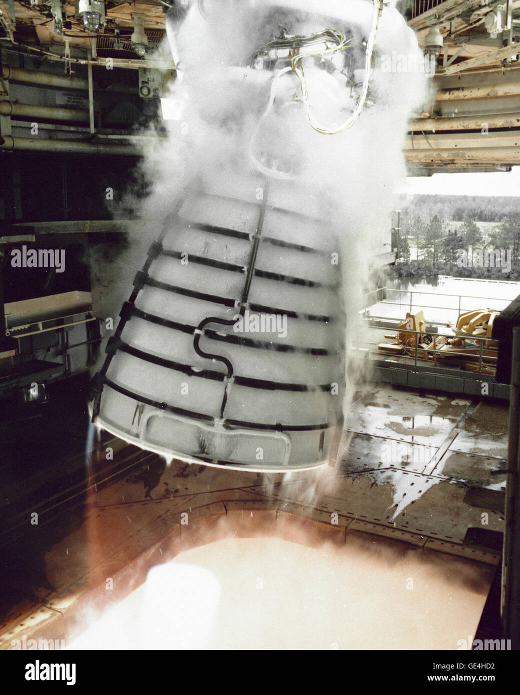 (1995) A close-up view of a Space Shuttle Main Engine during a test at ...