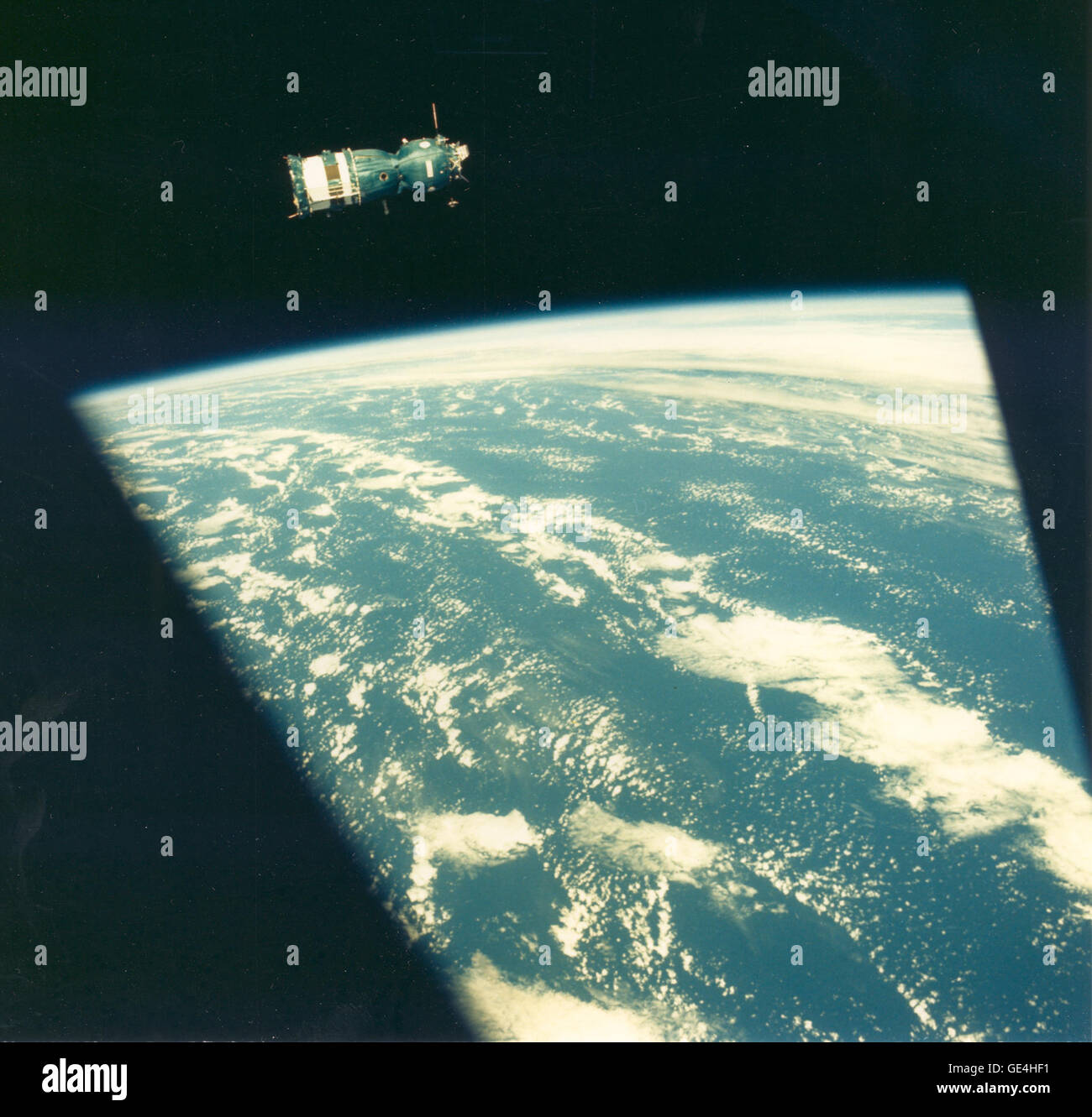 This photo, taken from the Apollo spacecraft during the Apollo-Soyuz ...